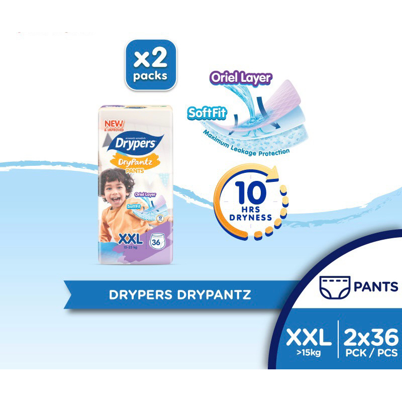 Drypers DryPantz Baby Diaper L48/ XXL36 (2 Packs) | Shopee Malaysia