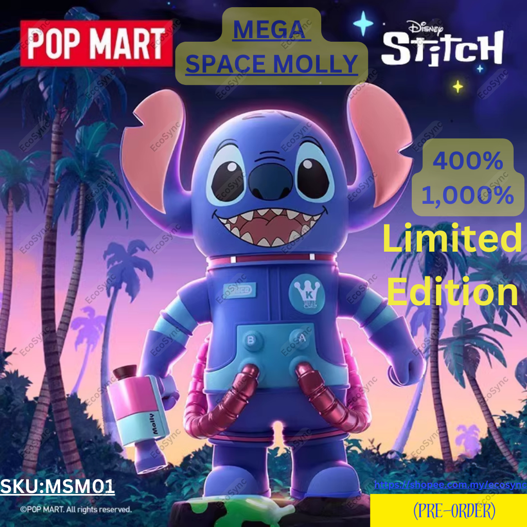 PopMart MEGA SPACE MOLLY 400% / 1000% Stitch Disney Collaboration 泡泡玛特 ...