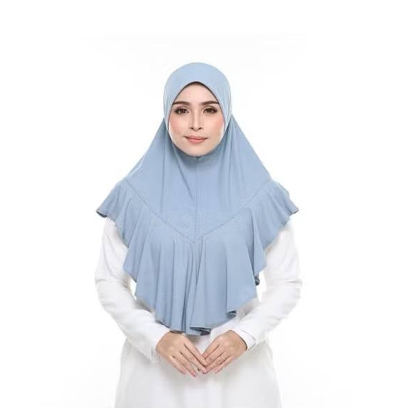 Tudung Labuh Instant Sarung Ruffle Dura ironless Flowly | Shopee Malaysia