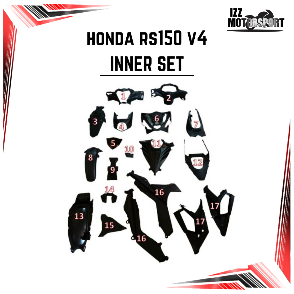 Honda RS 150 RS150 RS150R ( V1 / V2 ) Inner Set Cover Inner Kaver hitam | Shopee Malaysia