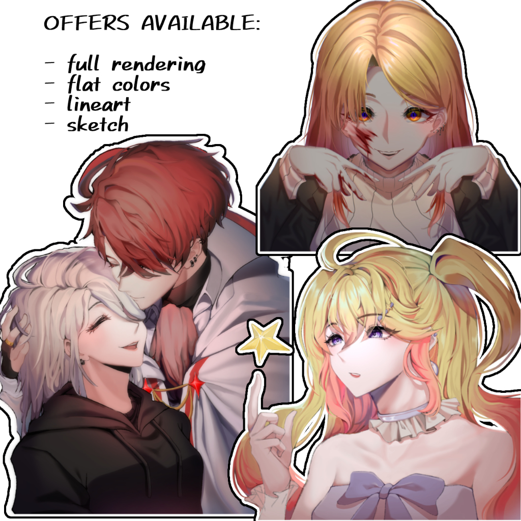 Digital Art Commission/Full Rendering/Flat Colors/Lineart/Sketches | Shopee Malaysia