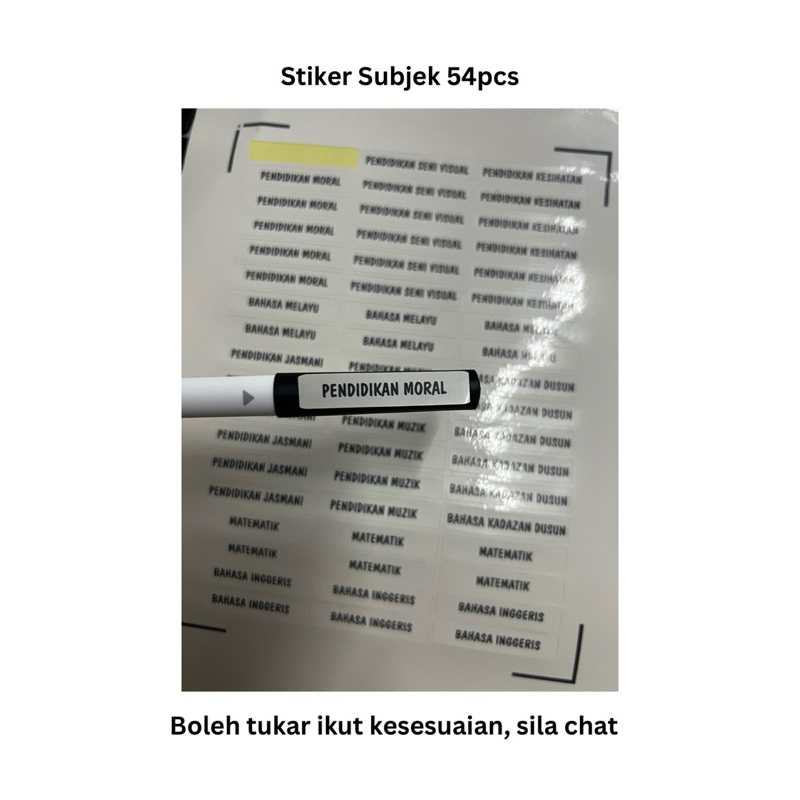 Sticker Subjek Sekolah Stationery Buku Tulis Teks Simple Tools Name ...