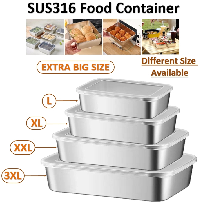 Extra Large Size 316 Stainless Steel Box With Lid Food Container Grill ...