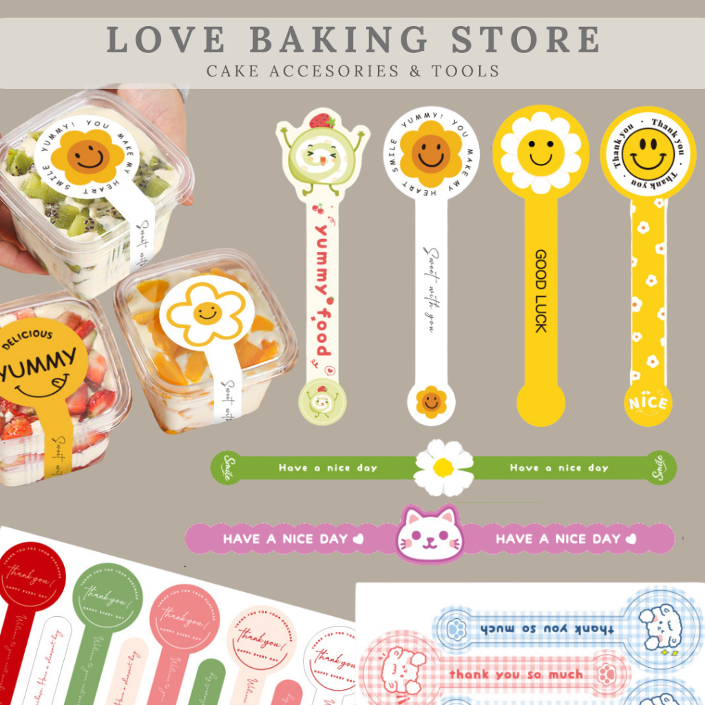 LBS • 100pcs THANK YOU sticker Bear Daisy Sticker Cookies Cake Baking ...
