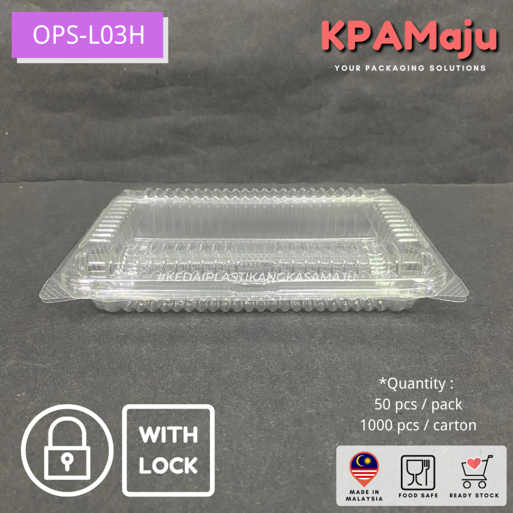 [50PCS] OPS-L03H - Bakery Disposable Plastic Clear, Bekas Kuih Plastik ...