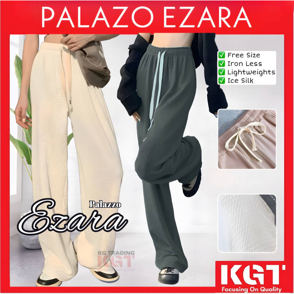 Ezara عذرا Palazo puff grid waffle design Ironless Free Size KGT Palazo ...