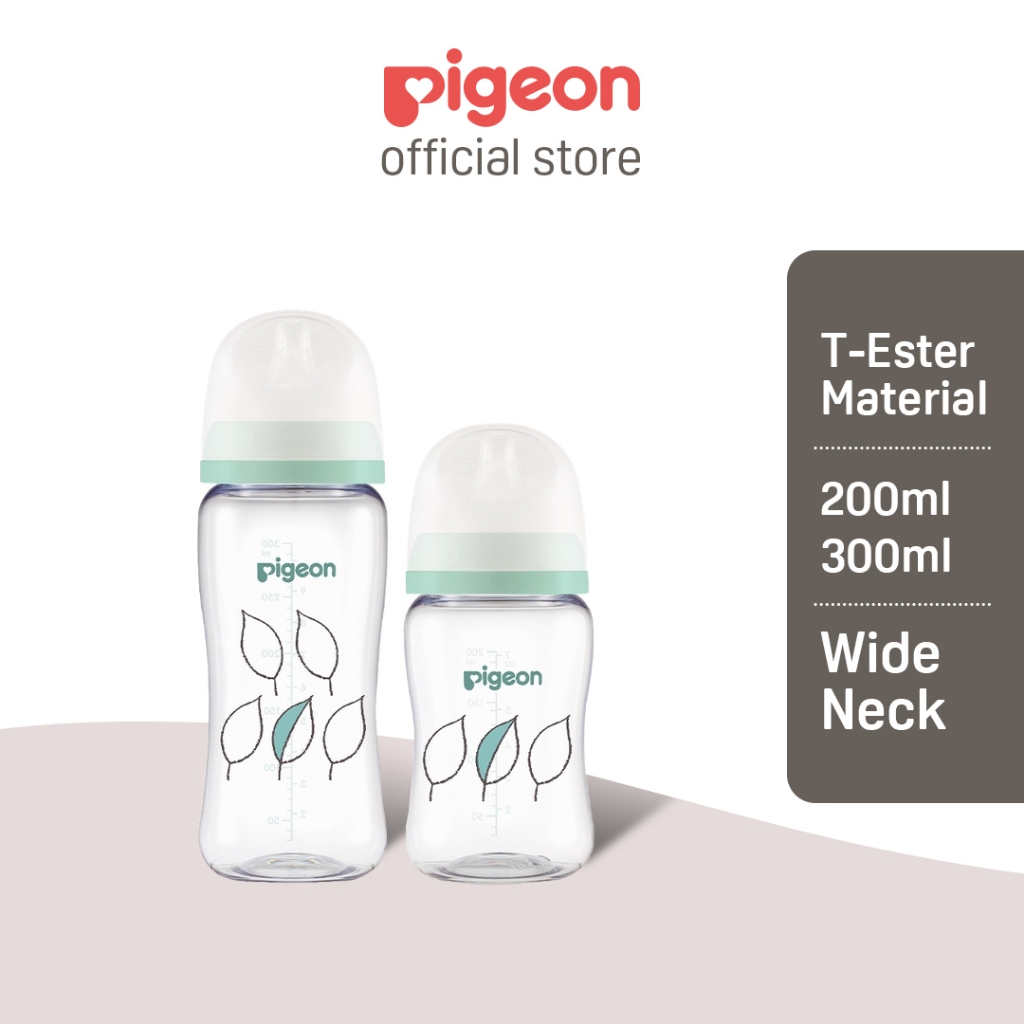 Pigeon SofTouch™ Wide-Neck T-Ester Nursing Bottle - Dewdrop & Leaf/Size SS/M (200ml/300ml ...