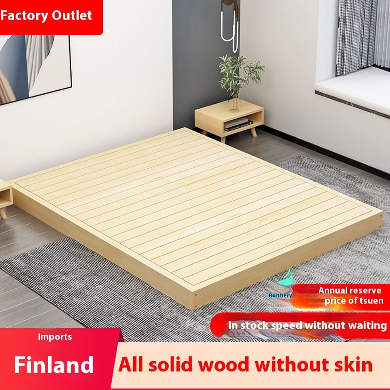Solid Wood Bed Frame Katil Kayu King Size Bedroom Bed Wood Platform 实木床 ...