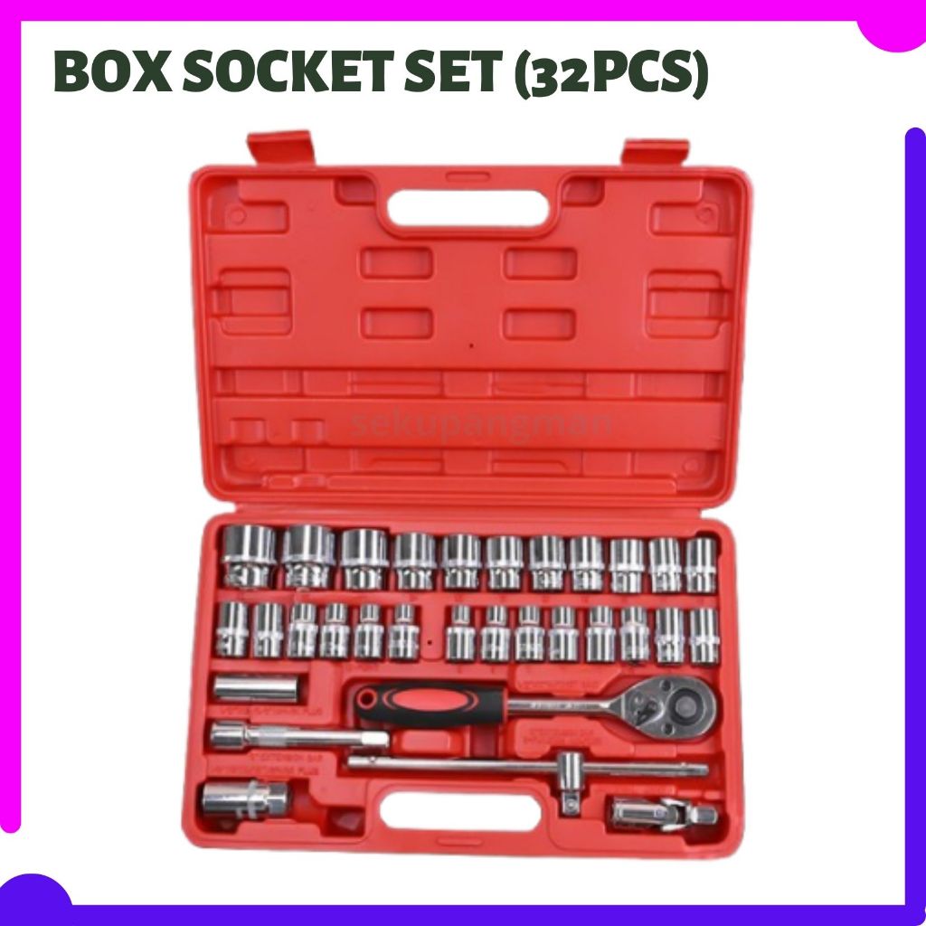 32pcs Ratchet Box Socket Set Box Set Spanner Set Wrench Spanar Set ...