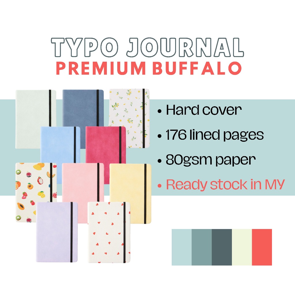 TYPO Notebook / A5 & A6 Buffalo Journal Stylist Notebook Lined Page ...