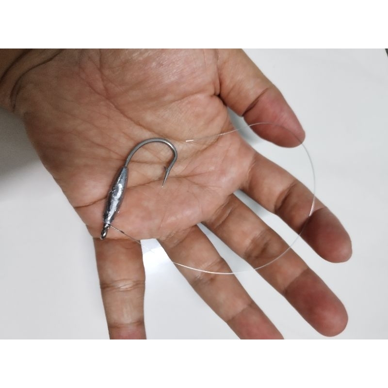 Casting hook stainless steel size 4/0 with wire/Mata kail udang seret ...