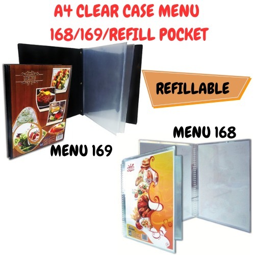 EMI-FILE A4 Clear Case Menu Holder PVC and Refill Pocket/Restaurant ...