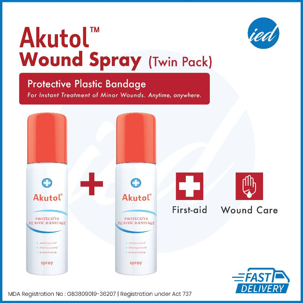 AKUTOL SPRAY TWIN PACK (60ml x2) | Spray Pelindung Luka Kalis Air ...