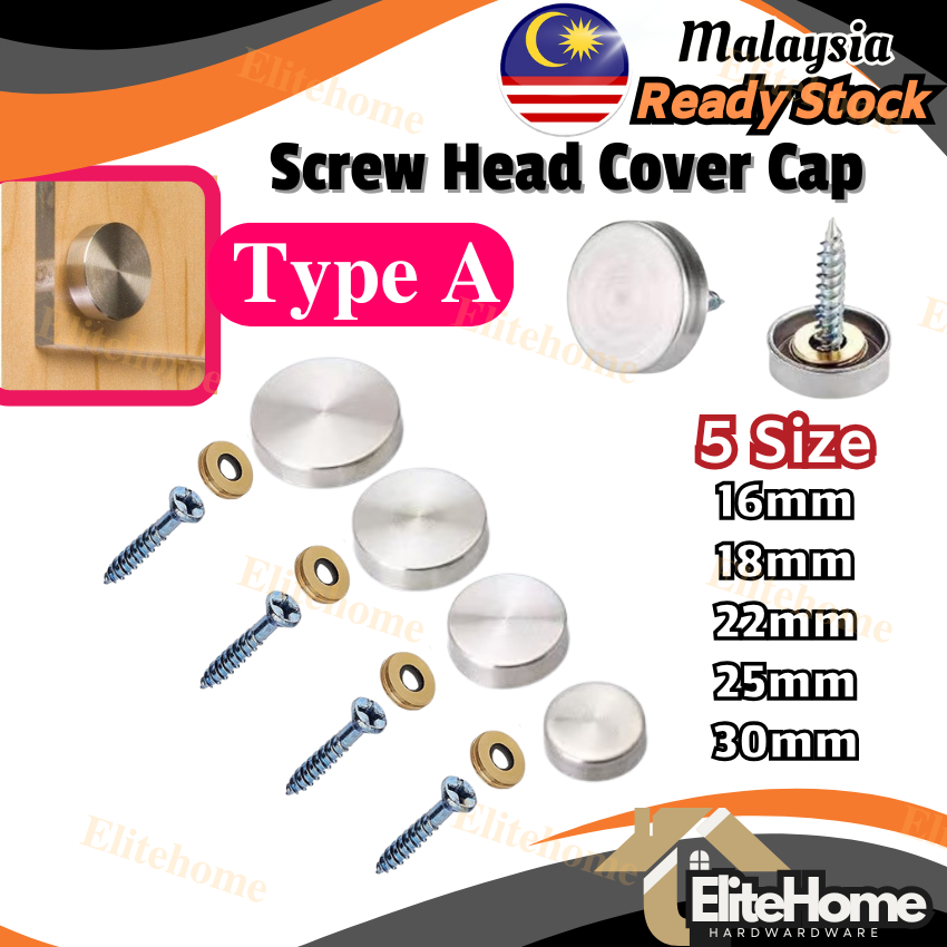 【EliteHome】(1 Pc) Type-A Stainless Steel+Brass Screw Cap Mirror Screw ...