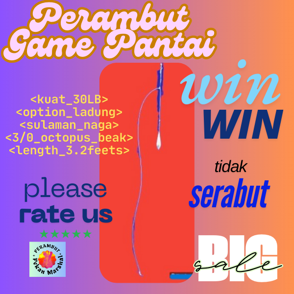 PERAMBUT GAME PANTAI "ANTI KUSUT" *FULL SET - MATA 3/0 + FULL DU PONT ...