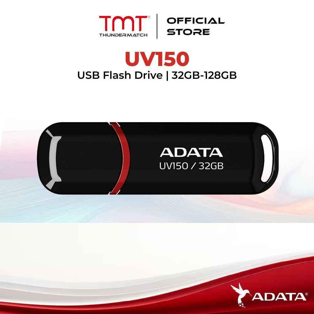 TMT Adata UV150 USB Flash Drive (32GB/64GB/128GB) (Black/Red) | Shopee ...