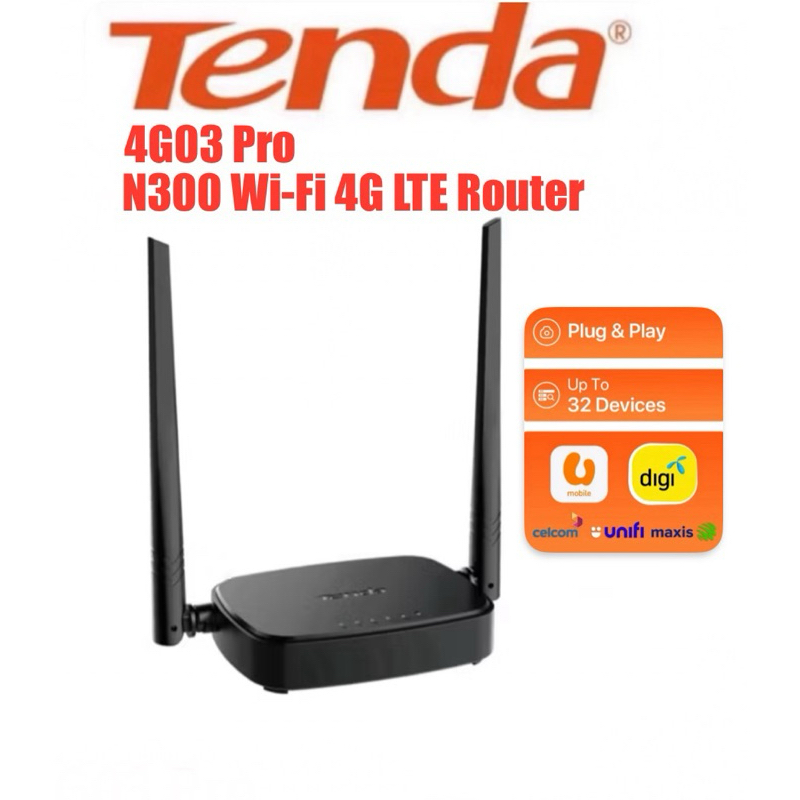 Tenda 4G03 PRO N300 4G LTE Router Sim Card Modem WiFi Router support all telco hotspot unlimited ...