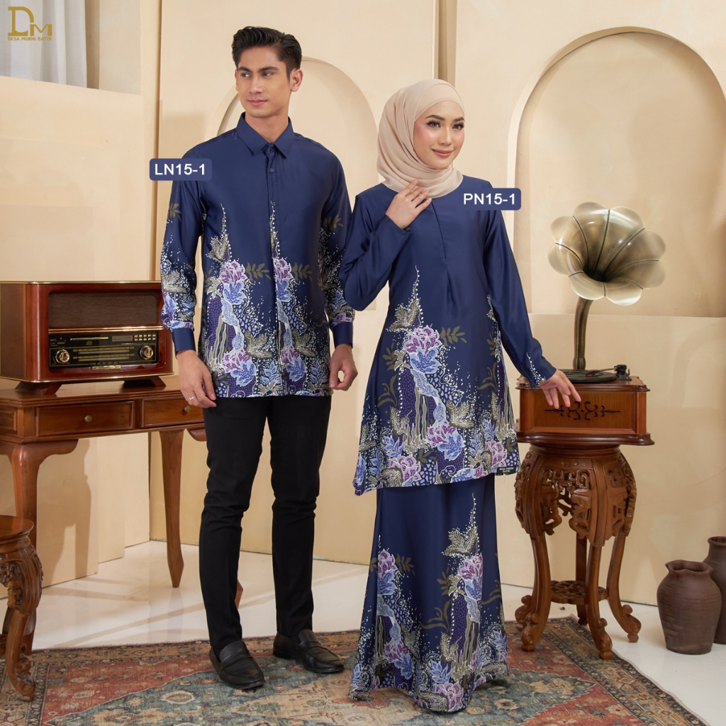 Desa Murni Batik - Baju Sedondon Kurung Batik Alana & Kemeja Batik DM 7.0 (Satin Valentino ...