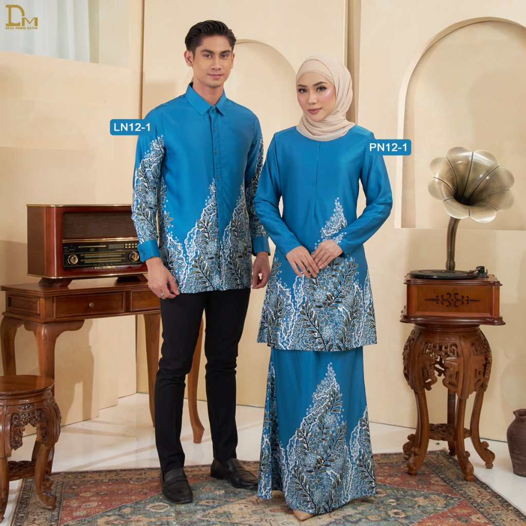 Desa Murni Batik - Baju Sedondon Kurung Batik Alana & Kemeja Batik DM 7.0 (Satin Valentino ...