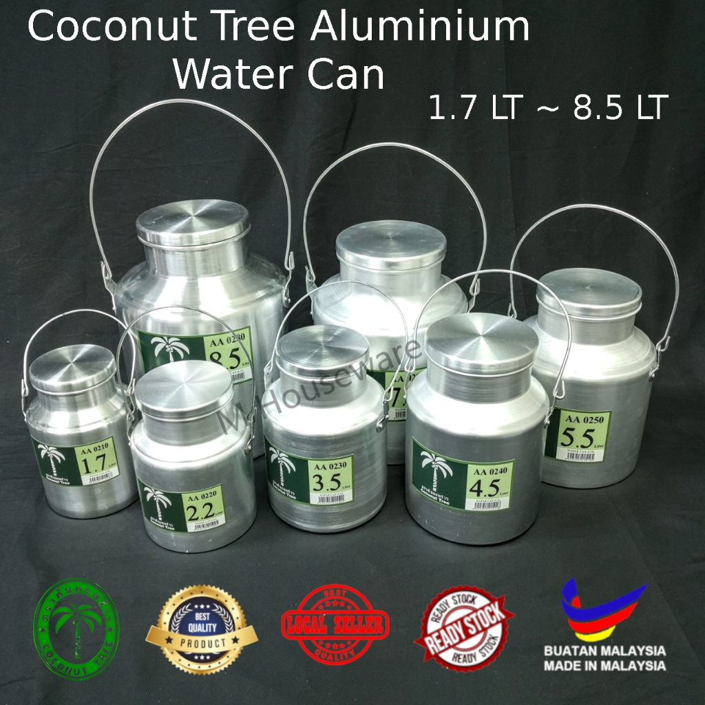 Coconut Tree Aluminium Water Can 1.7LT~8.5LT Water Container Water Tank ...