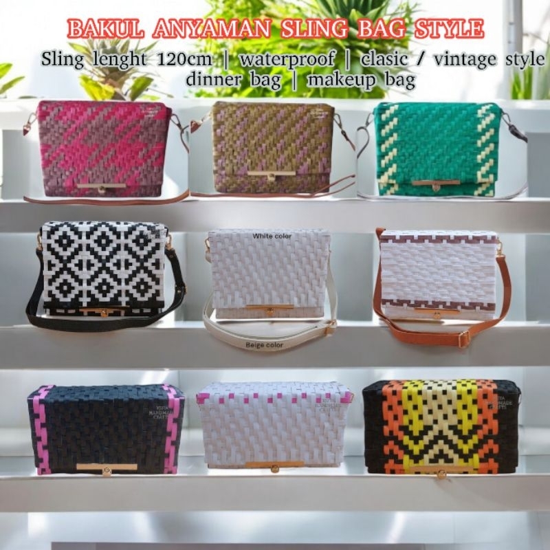 SLING BAG BAKUL ANYAMAN BERMOTIF DINNER EVENT MAKEUP BAG BIRTHDAY ...