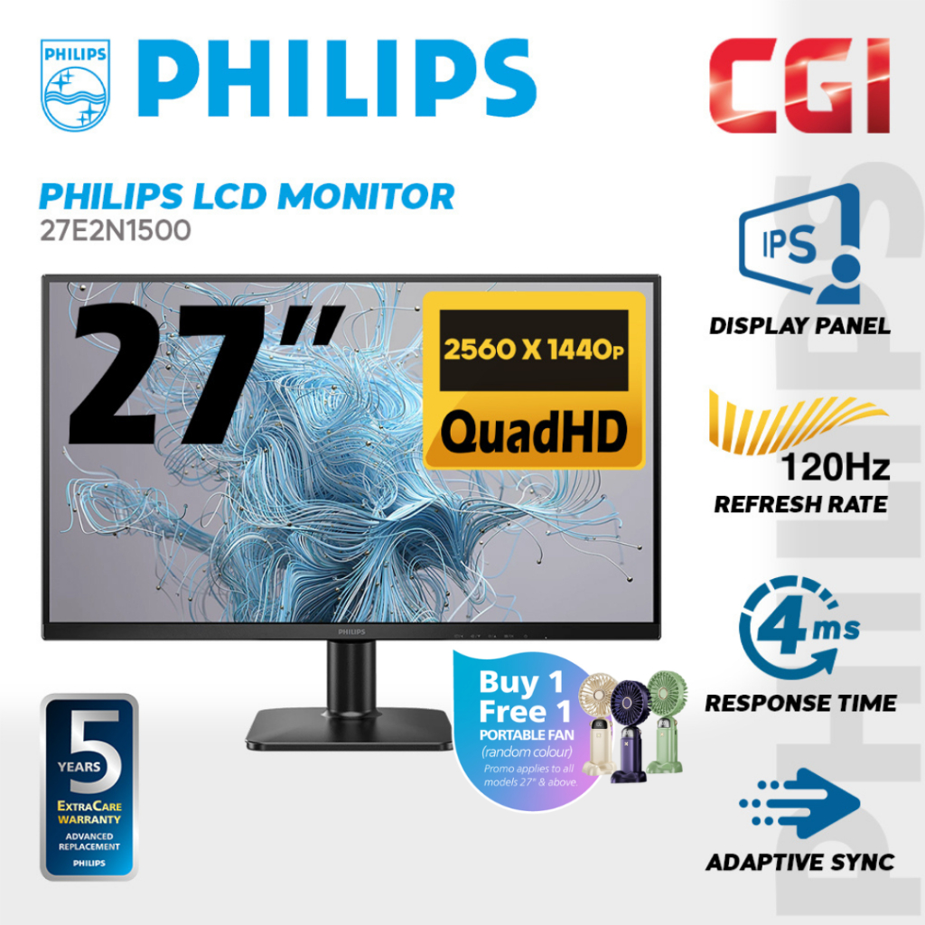 Philips 27" 27E2N1500 IPS QHD Adaptive Sync 120Hz 1ms Monitor | Shopee ...