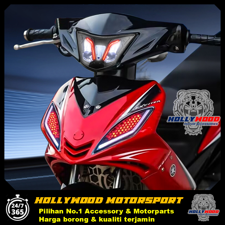 YAMAHA LC135 V1 LED HEAD LIGHT LAMPU DEPAN FRONT FAIRING PILOT LIGHT LAMPU GABAN RGB APP CONTROL ...