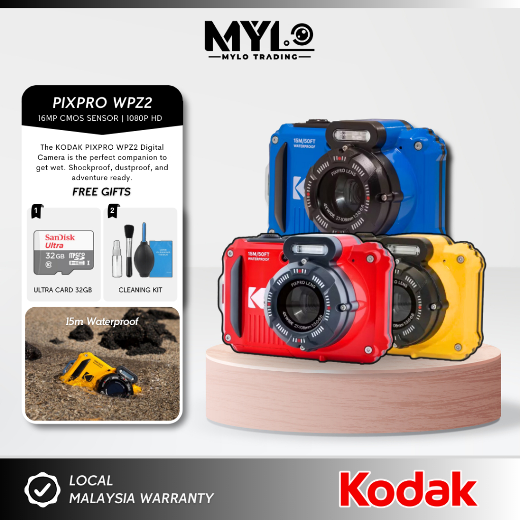 KODAK PIXPRO WPZ2 Rugged Waterproof WiFi Digital Camera 16MP 4X Optical ...