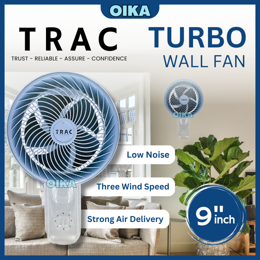 TRAC TR2255 9" Turbo Tornado Wall Fan – Powerful Airflow with Pull ...