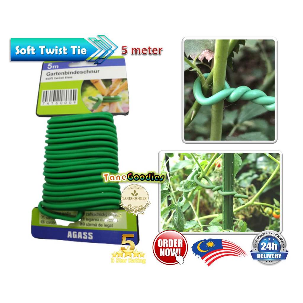 Soft Twist Tie Garden Plant UV-stabilized Rubber Dawai Pengikat Pokok ...