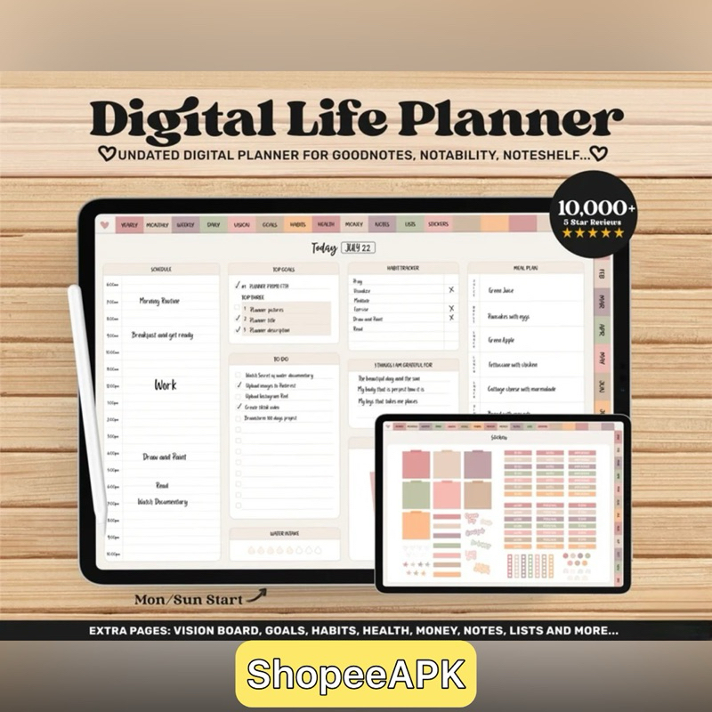 Goodnotes Digital Planner iPad, Undated Life Planner, Stickers, Boho ...