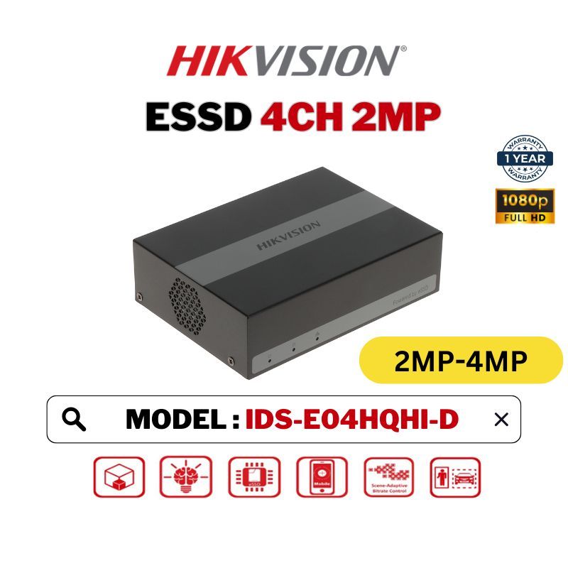 HIKVISION CCTV DVR 4CH Digital Video Decorder eSSD AcuSense 1TB 4 WEEK ...