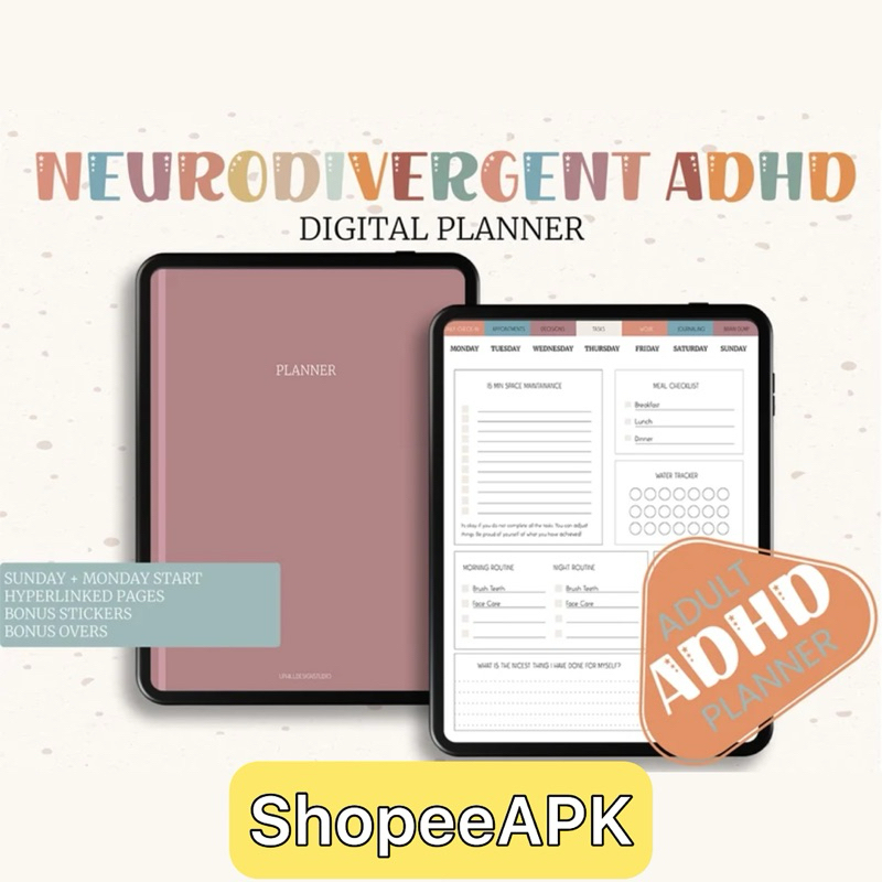 Adult ADHD Digital Planner, Habit Tracker, Mood Tracker, Goodnotes ...