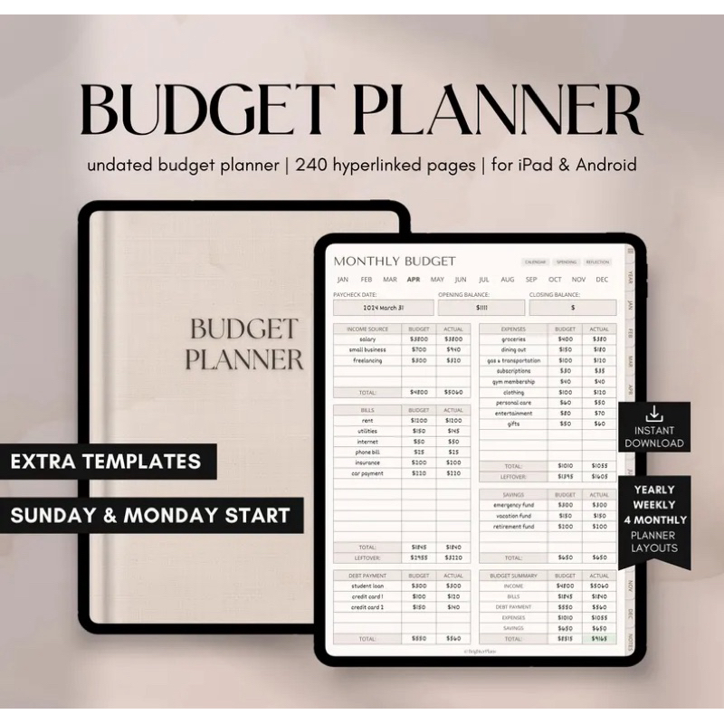 Digital Financial Budget Planner - Finance Tracker, GoodNotes Budget ...