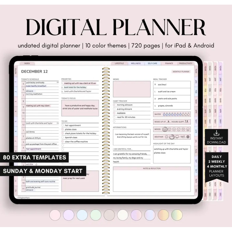 All-in-One Digital Planner Undated - iPad & Android Planner, Digital ...
