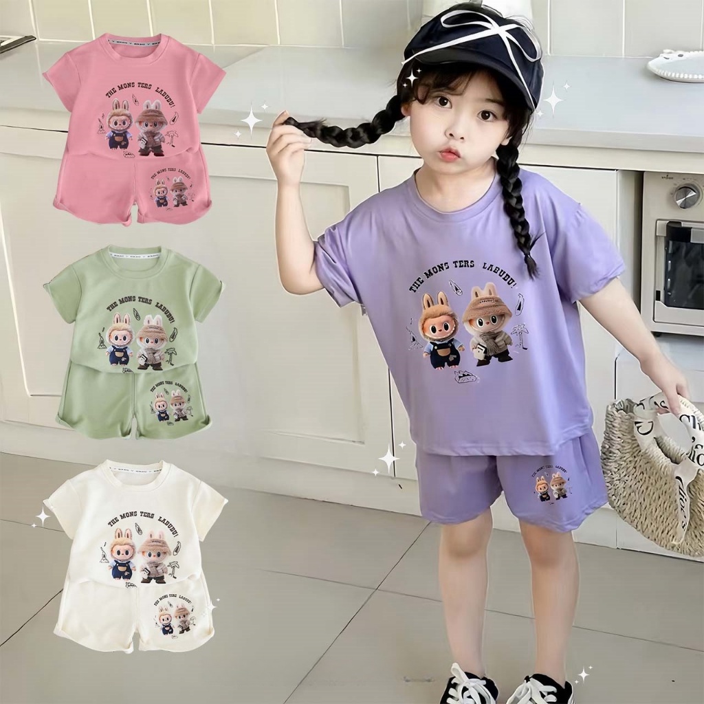PRINCESS KESLI Set Baju Budak Perempuan Lengan Pendek Set Seluar Pendek ...