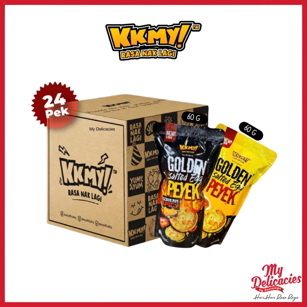 BOX: KKMY Golden Salted Egg Peyek Original & Spicy 60gm (24 pack ...
