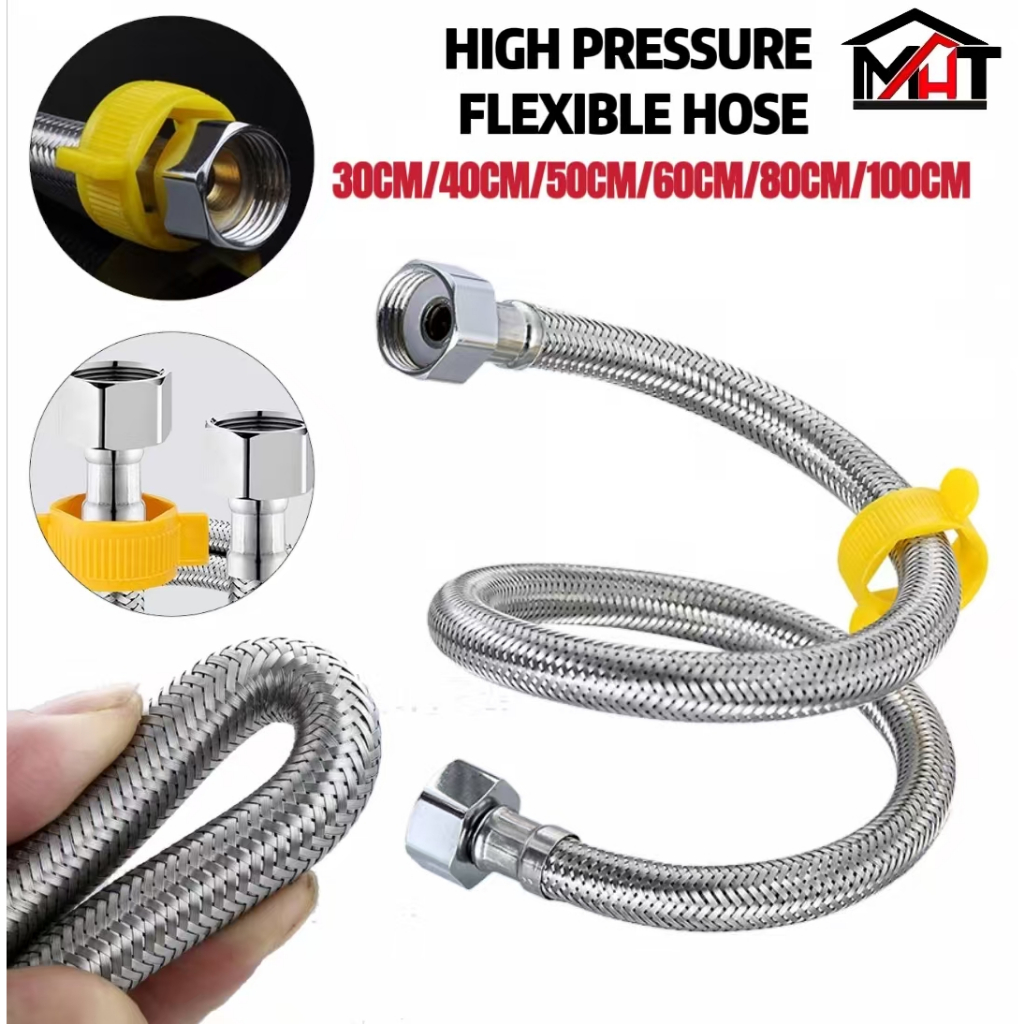 304 Stainless Steel Flexible Hose High Pressure Bathroom Hose 30cm/40cm ...