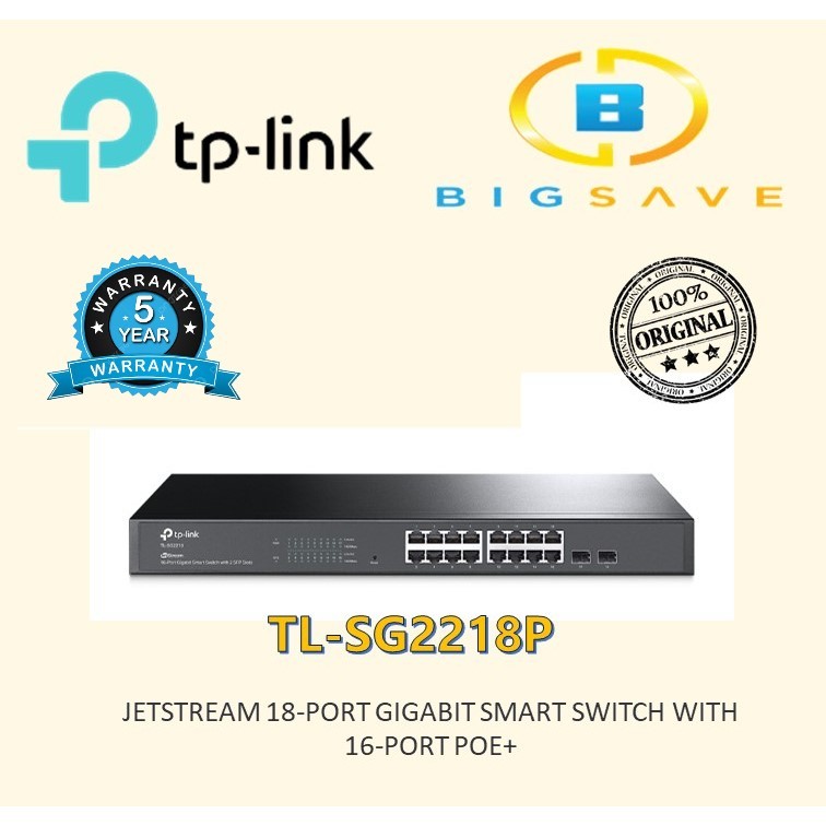 TP-LINK TL-SG2218P JETSTREAM 18-PORT GIGABIT SMART SWITCH WITH 16-PORT ...