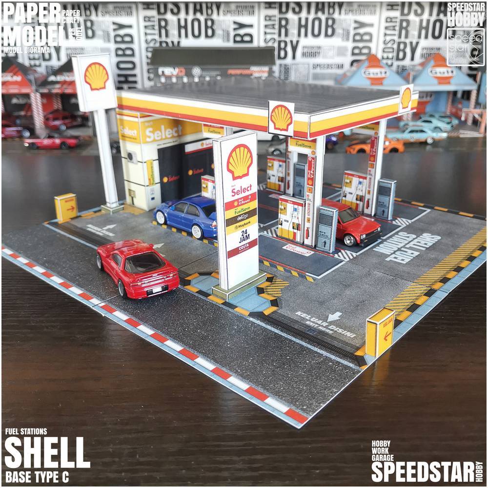 1:64 Shell Base size 27 x 27 cm - Diorama Paper Model Speedstar hobby ...