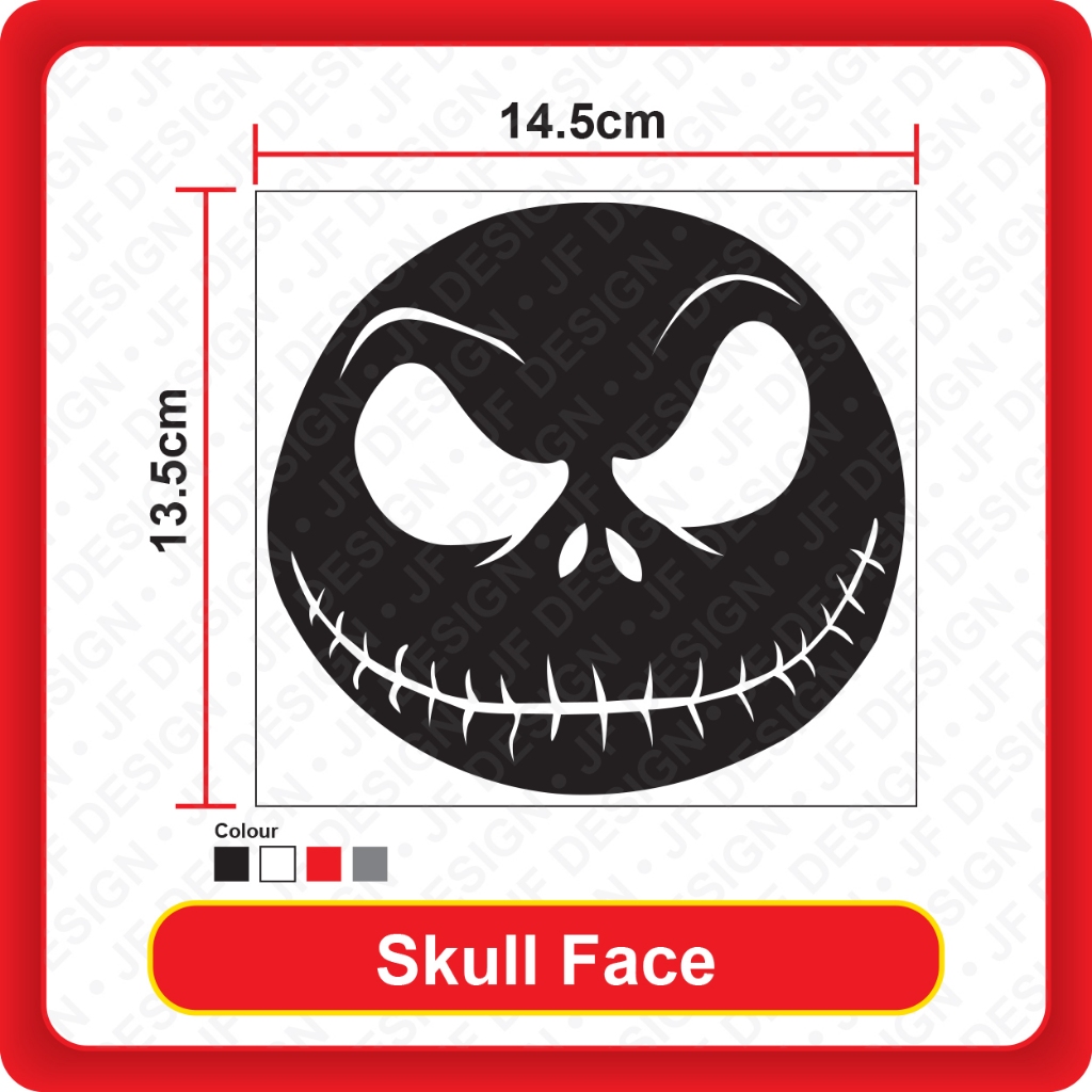 [535]Quality Car Sticker Skull Face [Sticker Cutting][Black/White/Red ...