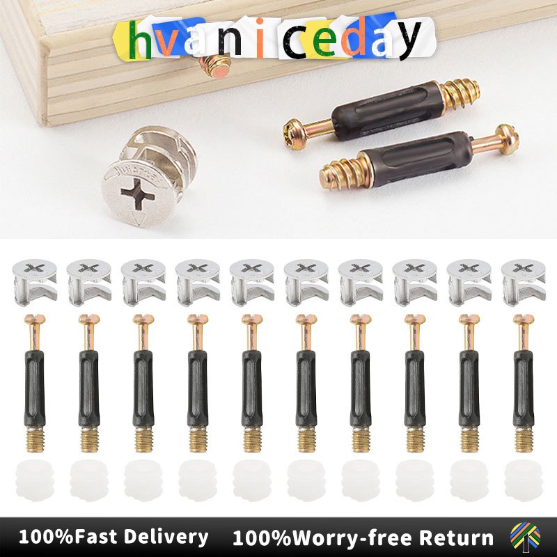 30 Sets 3 in 1 Housing Bolt and Nut Connector Cam Lock Nuts and Cam ...