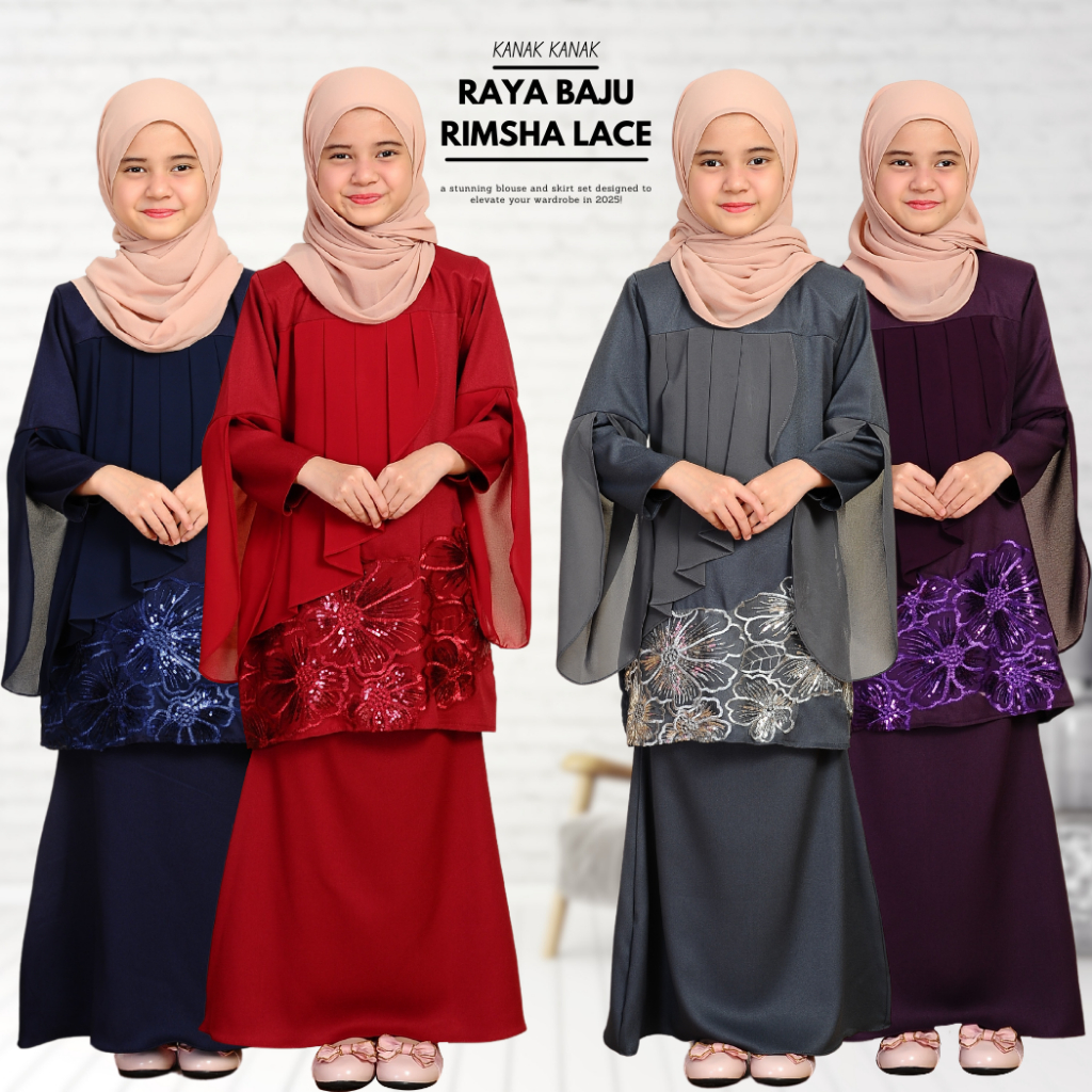 Raya Baju Rimsha Suit For Kids dengan Blouse dan Skirt, Fabric Ultra ...