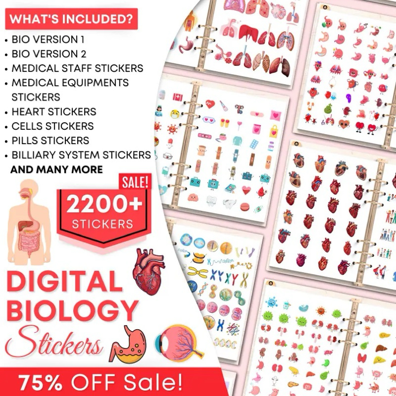 2200+ Biology Digital Stickers - Pre-Cropped Anatomy & Human Body ...
