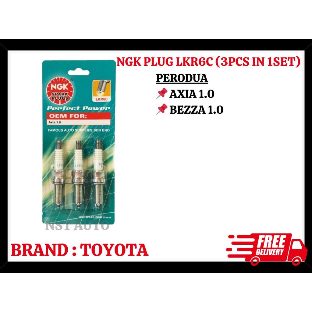 NGK (LKR6C) For Perodua Axia, Bezza Spark Plug Set (3pcs IN 1SET ...
