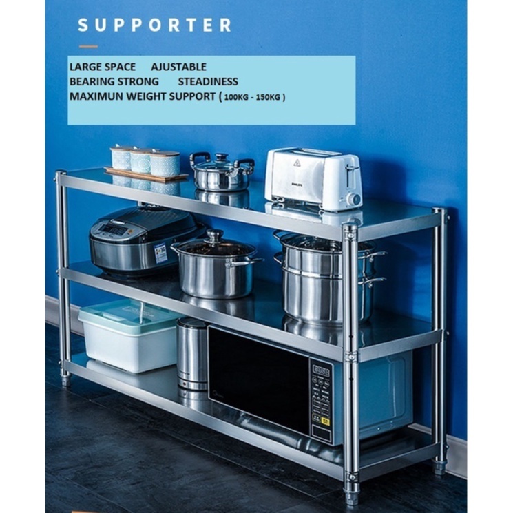 Kitchen Shelf Rack #3 #4 Tiers Stainless Steel ( Rak Dapur Besi ...