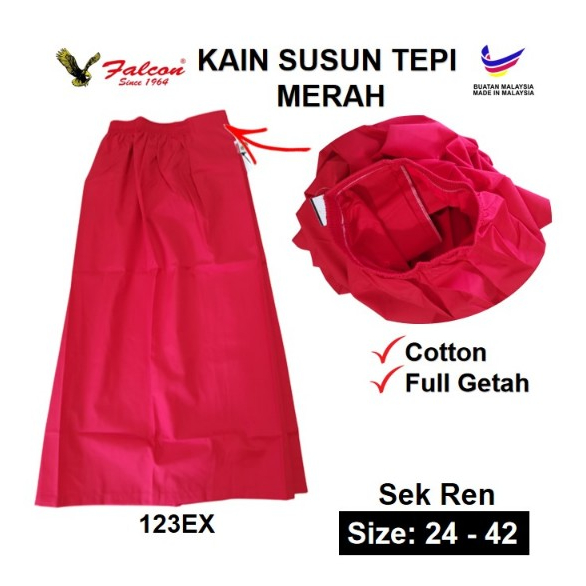 Kain Susun Tepi Merah Sekolah Rendah Full Getah (Cotton) 123EX Brand ...