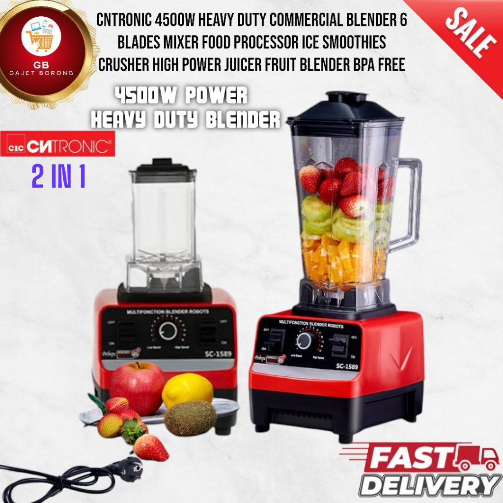 2.0L CNTRONIC 4500W Heavy Duty Commercial Blender 6 Blades Mixer Food ...