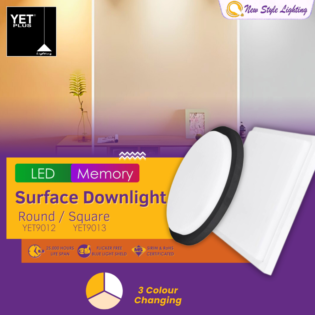 YETPlus Lighting Memory YET9012 9013 SIRIM 3C 3 Colour Changing LED ...