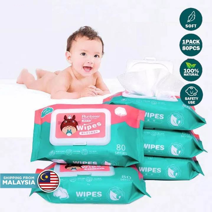 80PCS Wet Tissue Baby Wet Tissue Tisu Basah Non Alcohol , Parabens Free ...